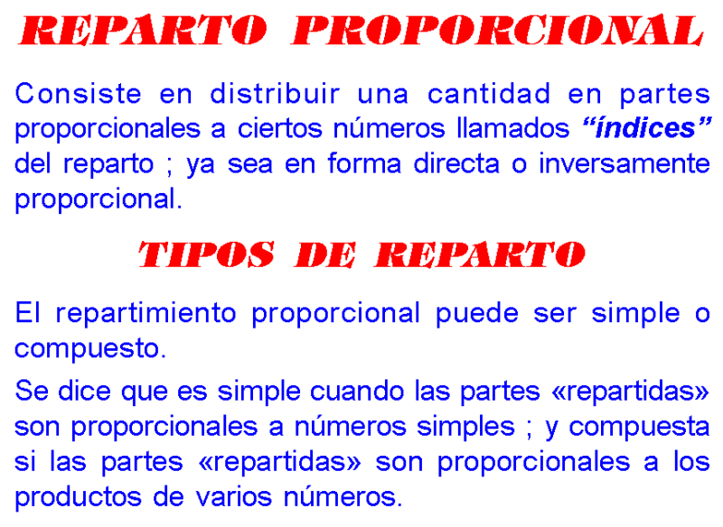 QUÉ ES UN REPARTO DIRECTAMENTE PROPORCIONAL SIMPLE
