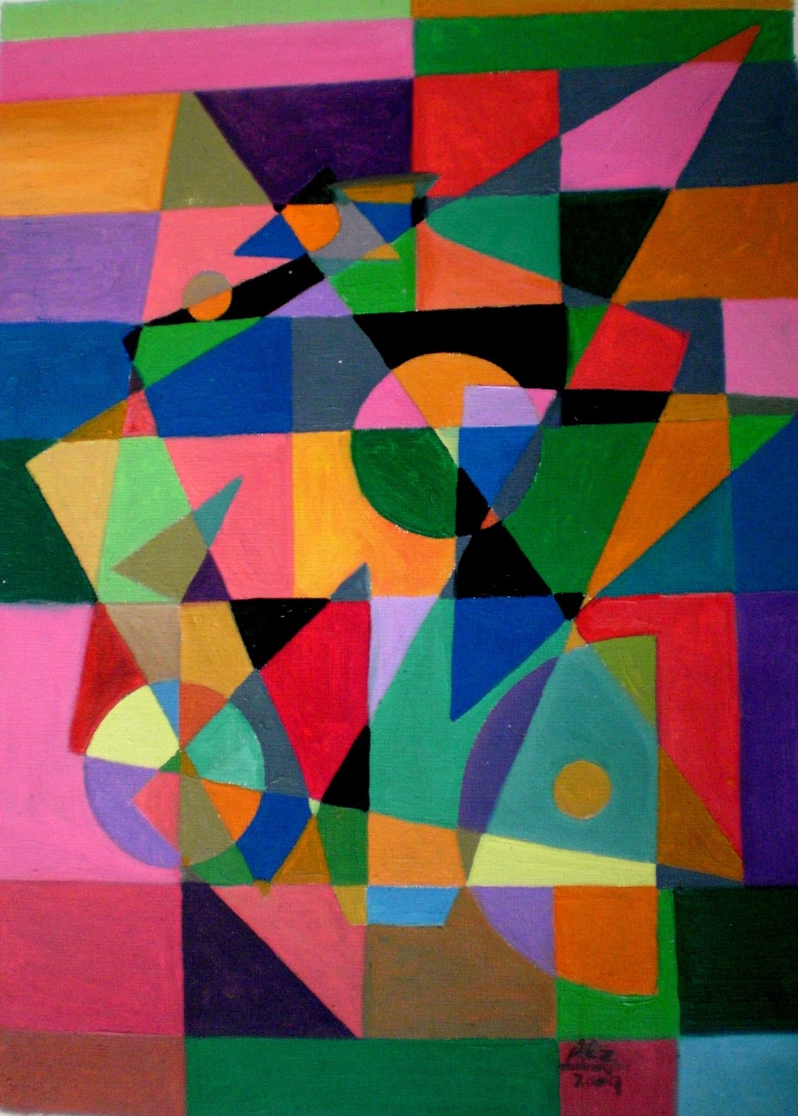 Art news: The Hidden pot Cubism abstract symbolic painting Good Luck