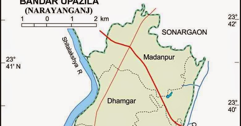 Narayanganj Bandar Upazila Map, Narayanganj, Bangladesh