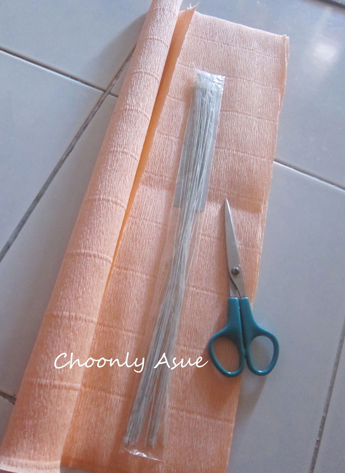 DiY bunga tisue tapi pakai crepe paper | AsueIskandar