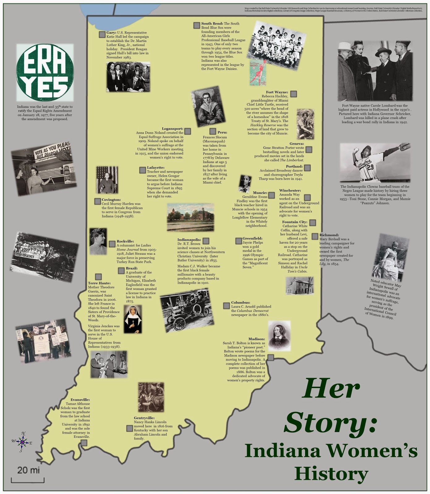 GIS Research and Map Collection: Indiana Women's History Map from Ball ...