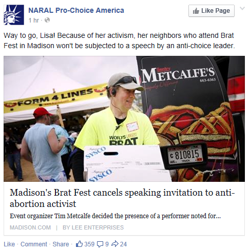 NARAL Applauds Censorship of Pro-Life Activist Who Helps Pregnant Women ...