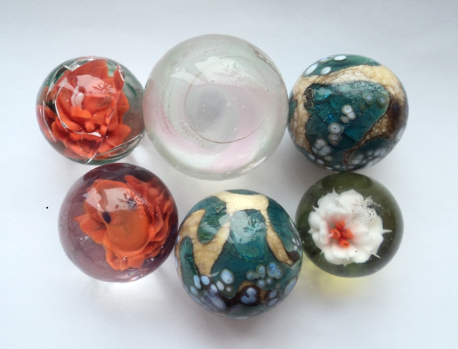 Profusion Art Glass - Handmade Lampwork Art: My first ROUND marbles!