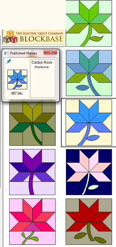 Cloud of Quilt Patterns: Cactus Rose 1