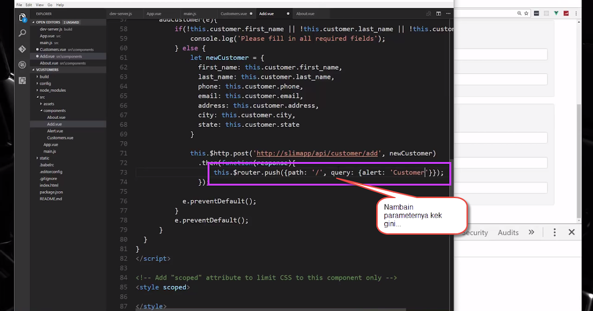 Dimensi TutupBotol: Cara Nambain Parameter Redirect di Vuejs