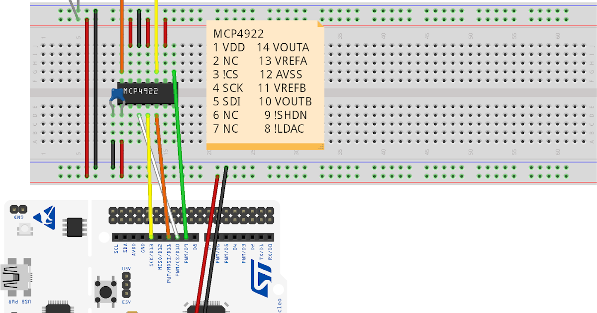 音源とオーディオの電子工作（予定）: STM32: SPI DACのMCP4922を使う（Nucleo-F446RE）