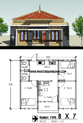 Jual Desain Rumah Type 56 Kode 87A3 - JUAL DAN JASA DESAIN RUMAH