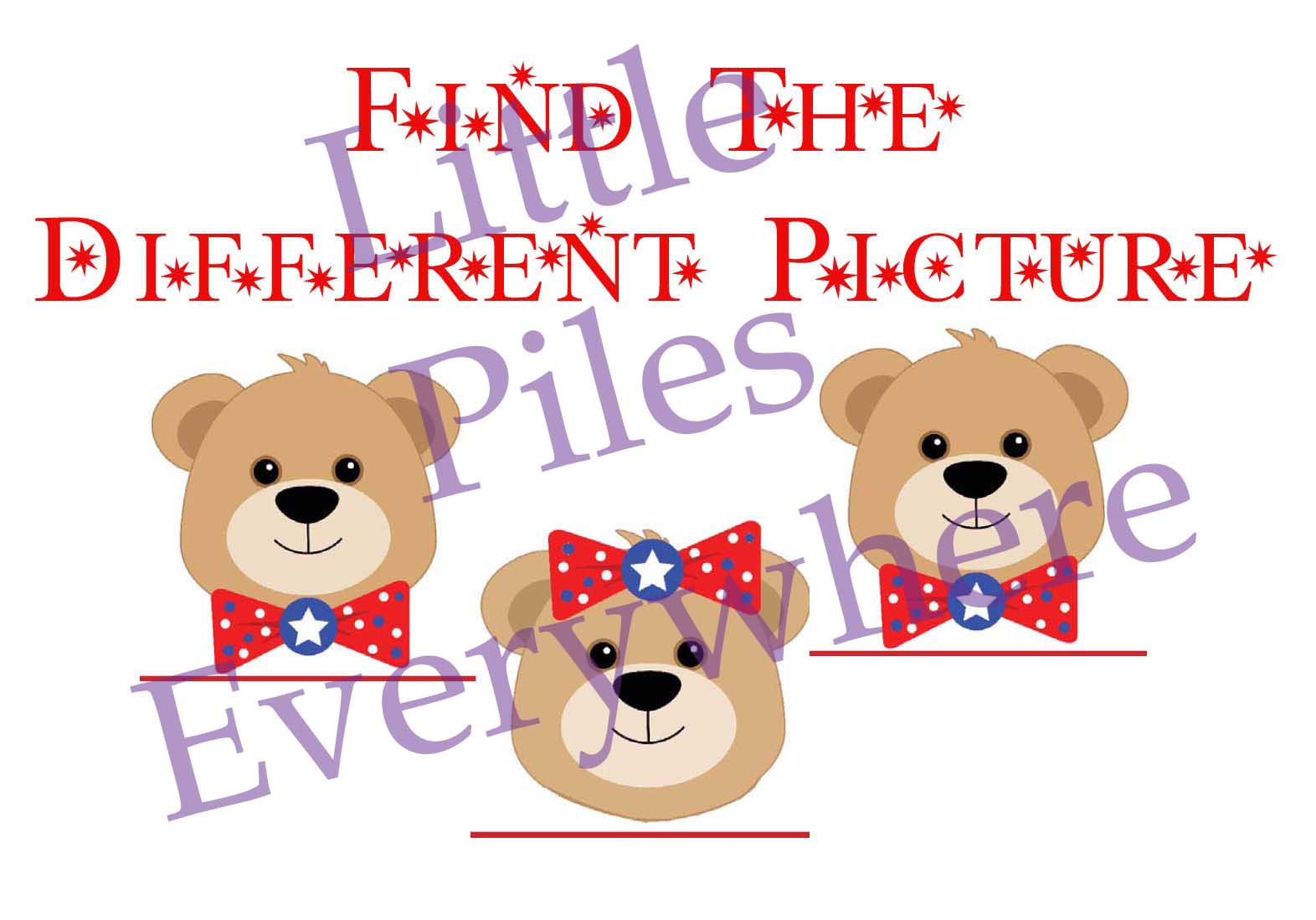Little Piles Everywhere: Fourth of July - Find the Different Picture