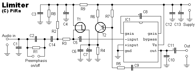 3000+ Free Electronic Schematic: Simple Audio Limiter Schematic