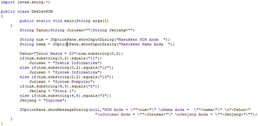iseng-iseng: contoh kepanjangan NIM