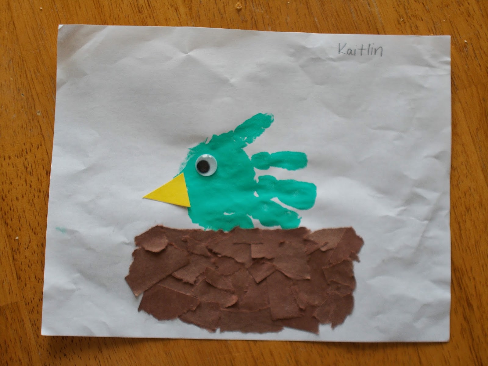 Chipman's Corner Preschool: Handprint Bird in Nest