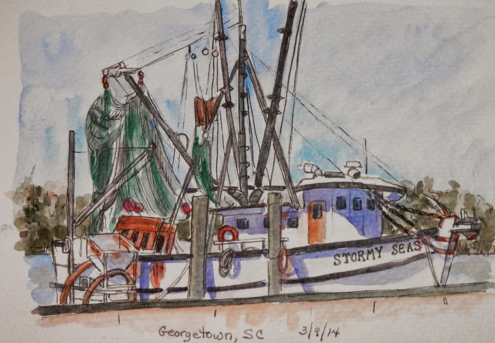 Shrimp Boat Drawing