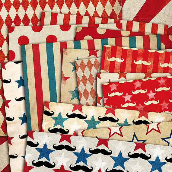 dadartdesign: Vintage Circus! 18 Patterns digital paper pack 01