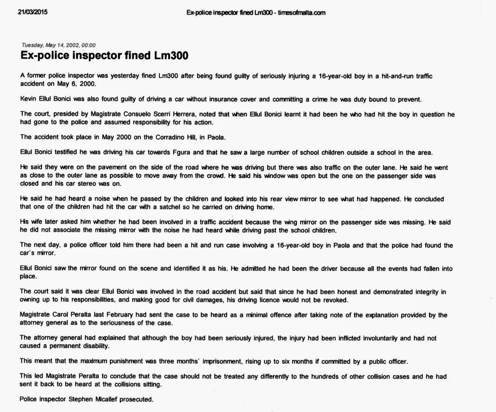 Kevin Ellul Bonici - Is This A Criminal Record?