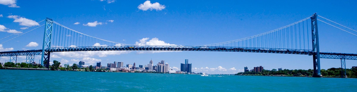 Industrial History: 1928 Ambassador Bridge over Detroit River at ...