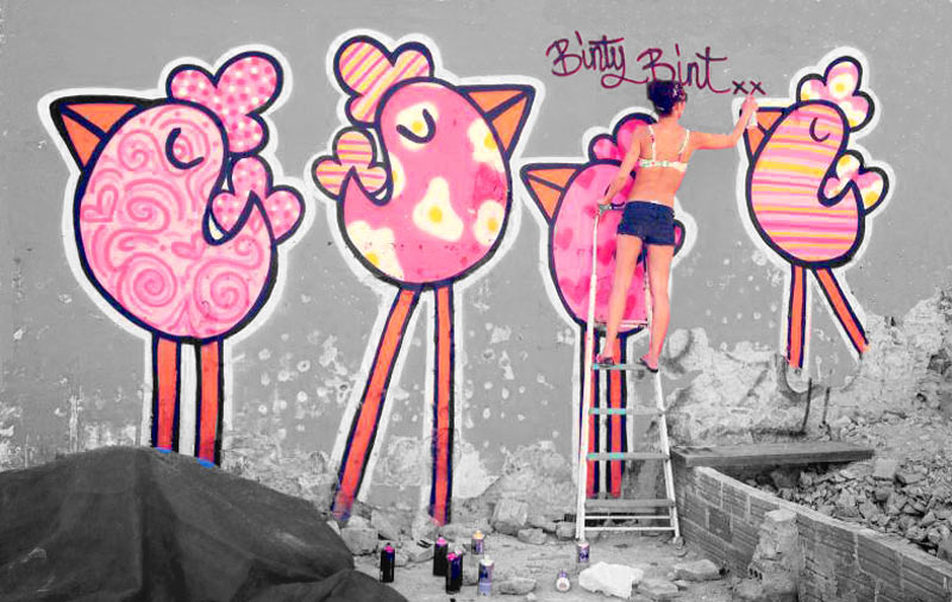 BARCELONA STREET ART: BINTY BINT PIERDE LOS COLORES EN EL BARRIO CHINO ...
