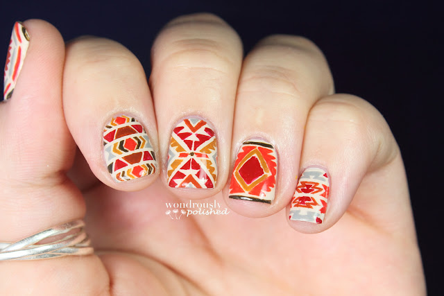 Wondrously Polished: 31 Day Nail Art Challenge - Day 16: Tribal Print