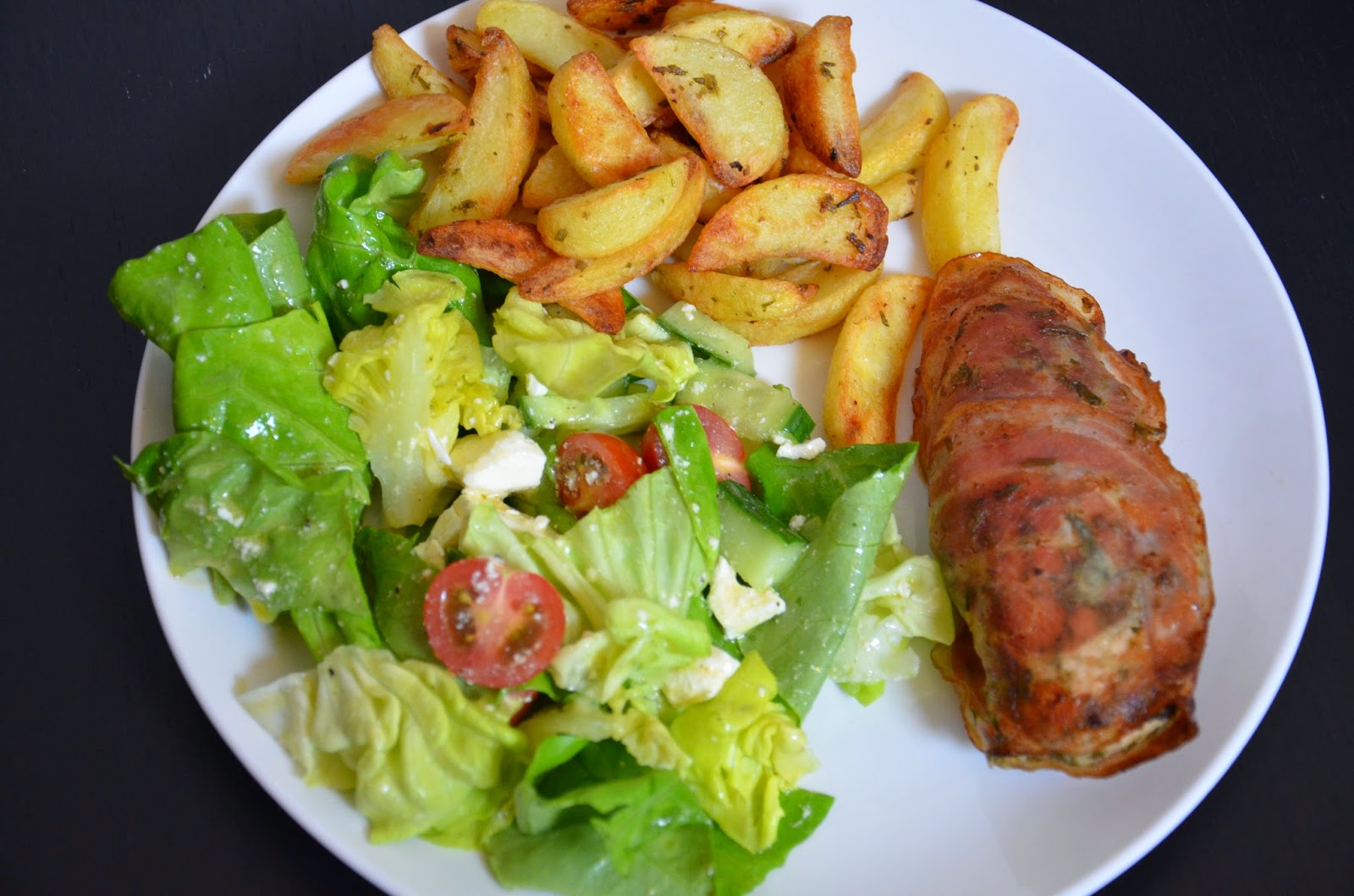 Dagelijkse hap!: Kipfilet met bacon, sla en knoflook rozemarijn aardappels