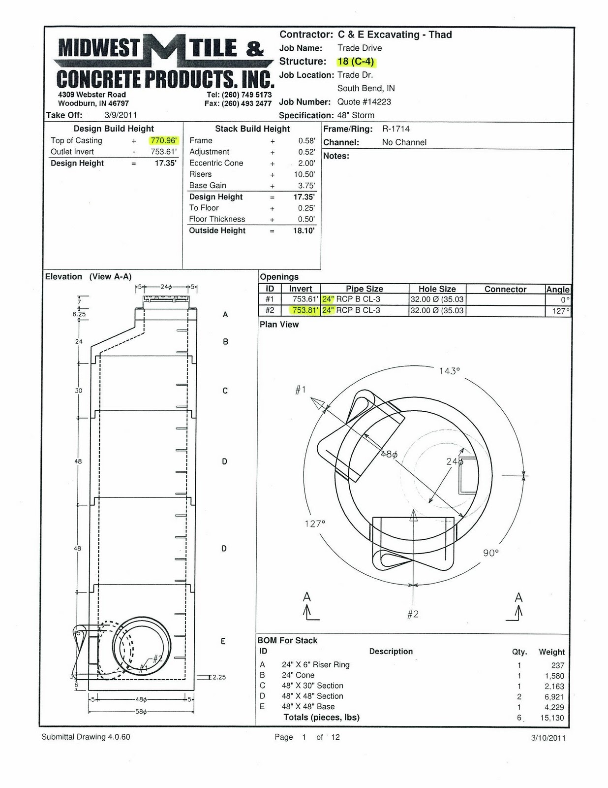 110-048 Trade Drive: Shop Drawings