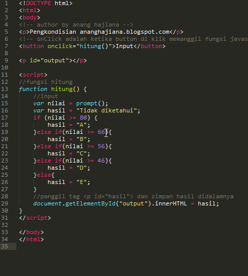 Implementasi Percabangan Algoritma Dalam Javascript - Anang Hajiana Blog