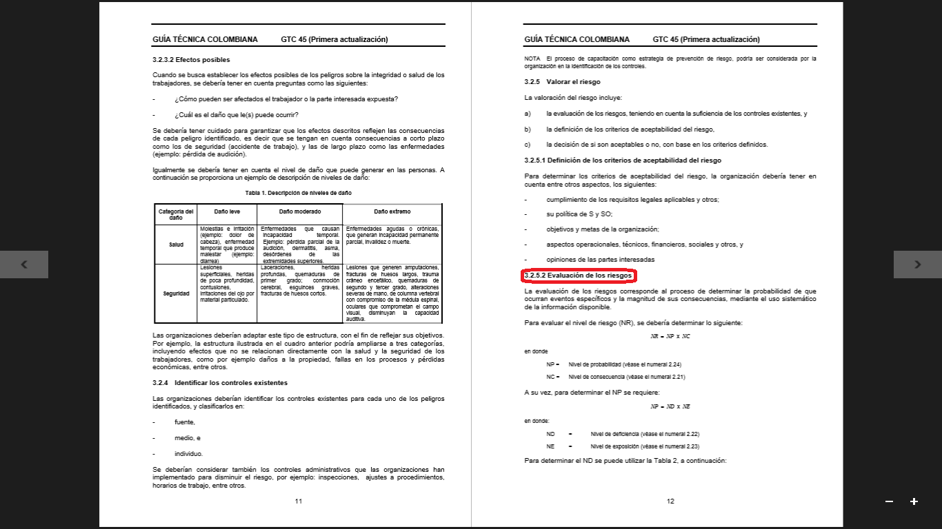 MATRIZ DE PELIGROS GTC 45: MATRIZ DE PELIGROS Y RIESGOS CON LA GTC 45