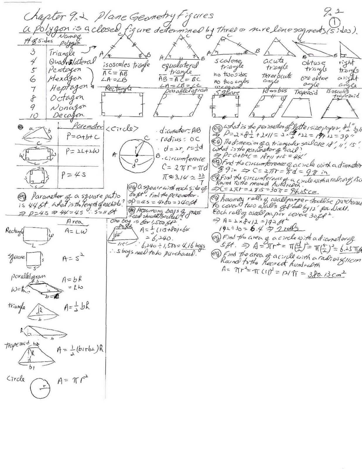 Sean's Math Page: Math 089 Class Note - Chapter 9.2
