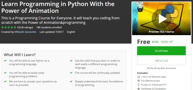 [100% Off] Learn Programming in Python With the Power of Animation ...