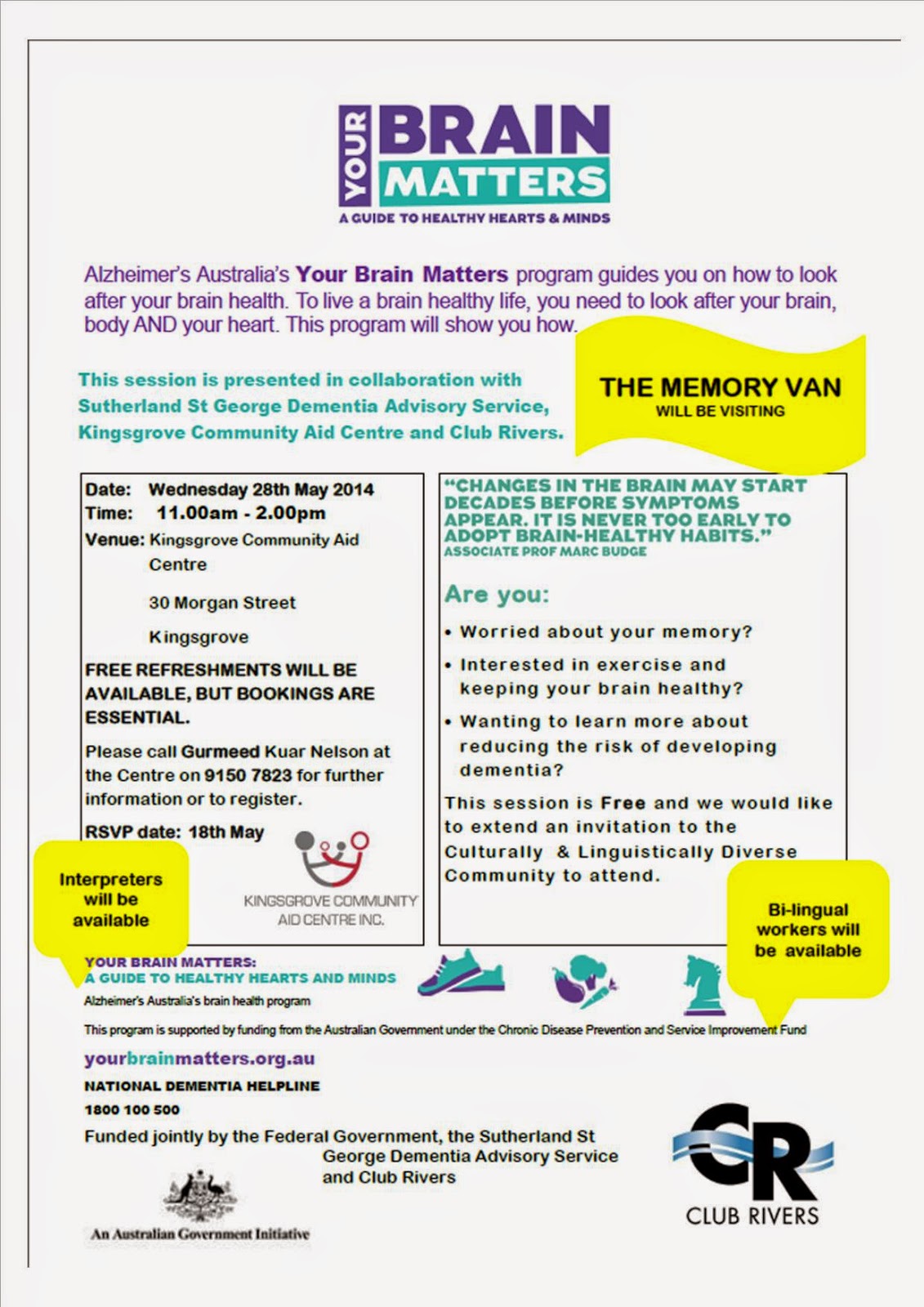 KCAC: YOUR BRAIN MATTERS Program runs in May and June 2014