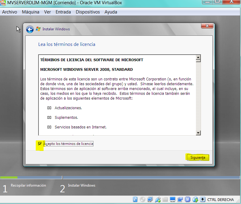 CREACION DE MAQUINA VIRTUAL SERVER 2008: INSTALACION WINDOWS SERVER 2008