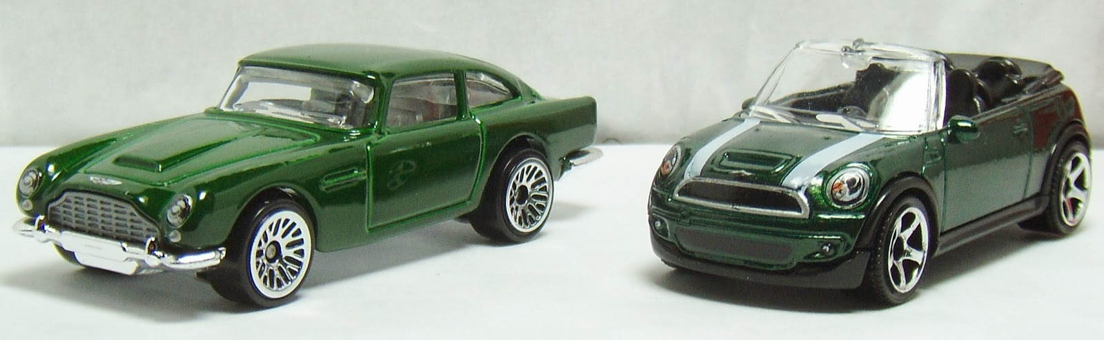 Hot Wheels 1963 Aston Martin DB5 and Matchbox Mini Cooper S Convertible