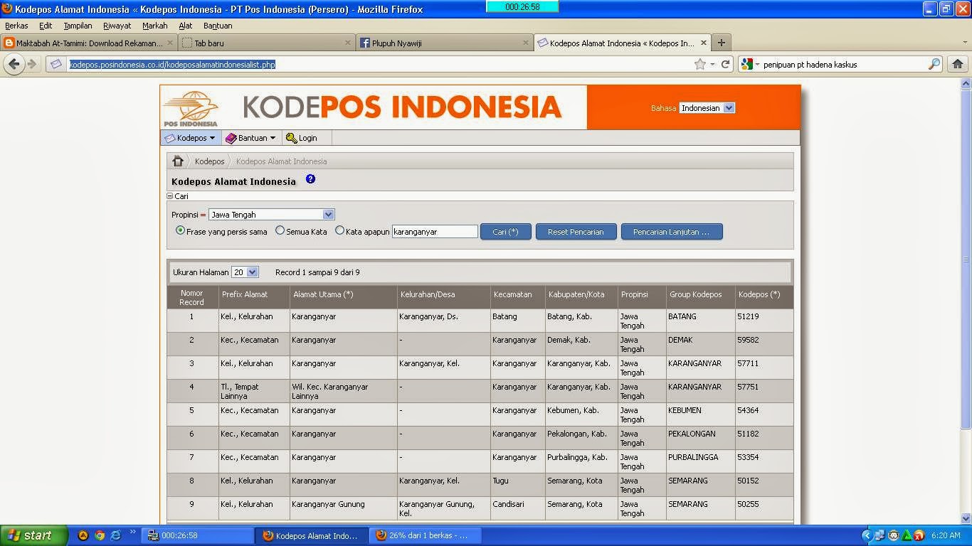 MAKTABAH IMU : Mencari Kode Pos Alamat Seluruh Indonesia