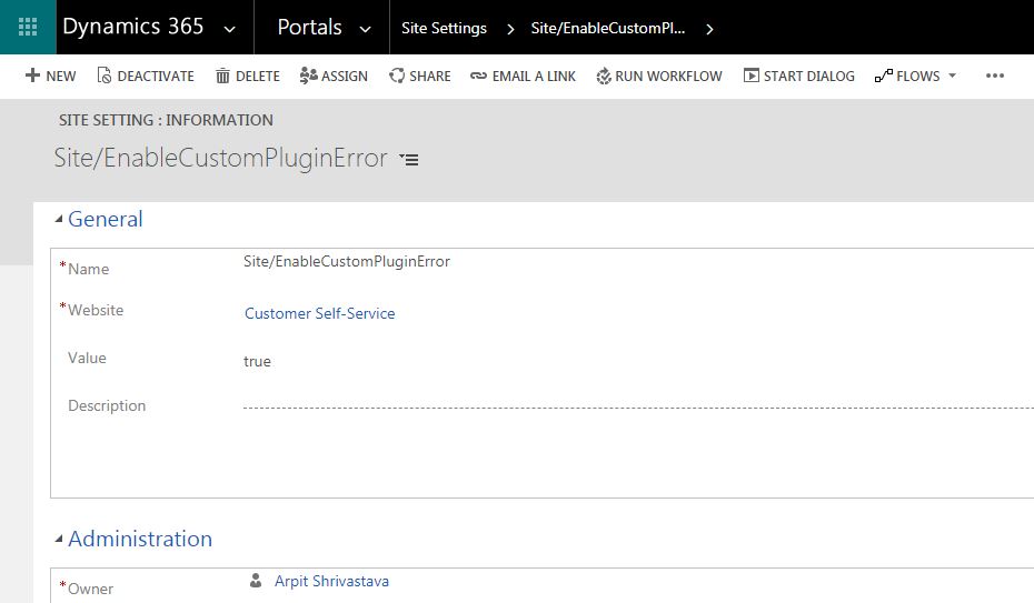 Arpit's Dynamics 365 Blog: Display Dynamics 365 Plugin Errors on Portal