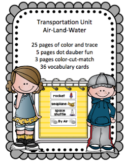 Transportation Unit (Air-Land-Water) ~ Preschool Printables