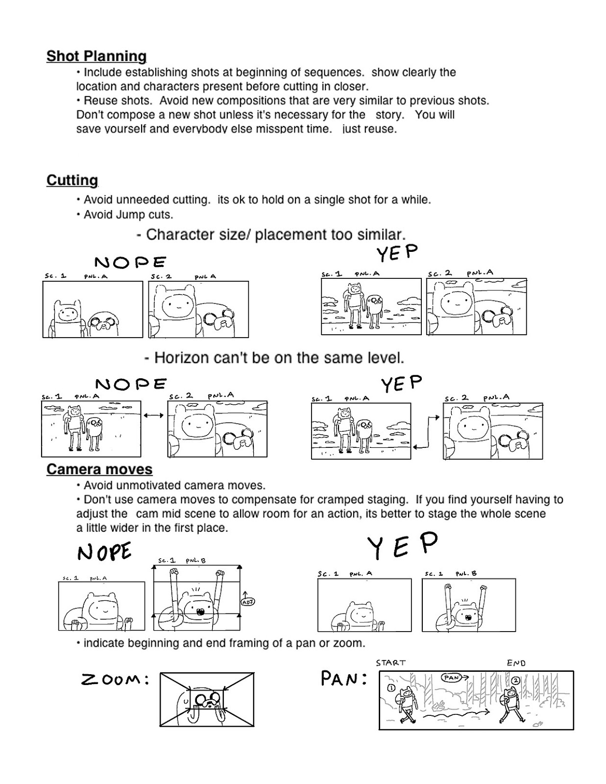 Adventure Time Storyboard Guidelines by Erik Fountain