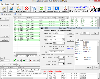 Memilih Billing Warnet