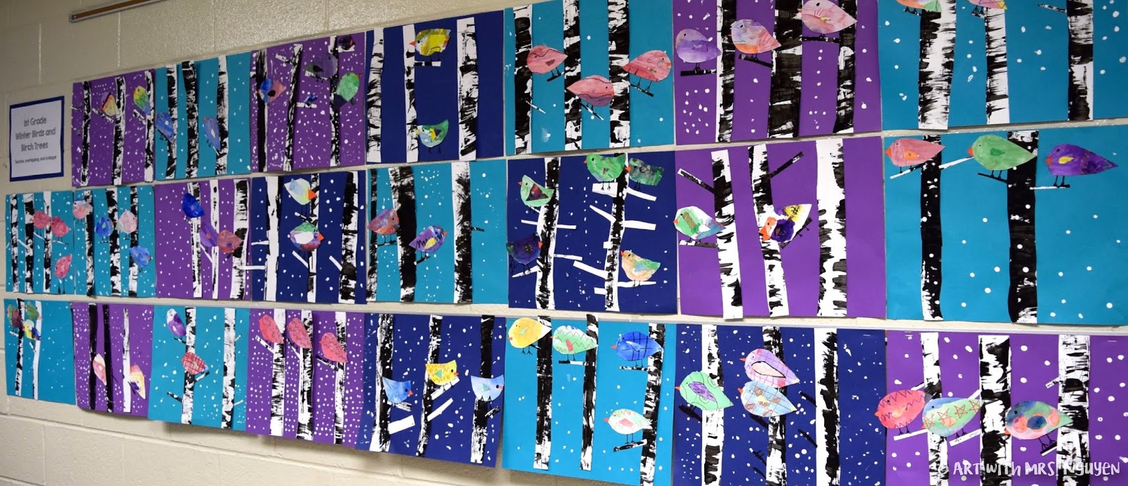 Winter Birds and Birch Trees (1st) - Part II | Art with Mrs. Nguyen