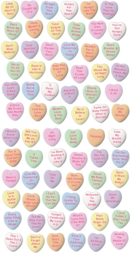 Celebrate Valentine's Day With Candy Hearts Based on '80s Song Lyrics!