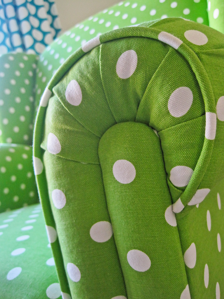 Seriously Daisies: Green Polka Dot Chair Makeover