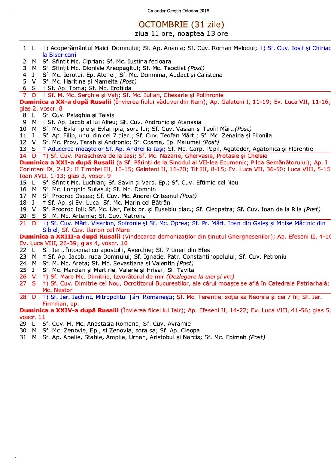 Calendar ortodox 2018 | Preparatedevis.ro