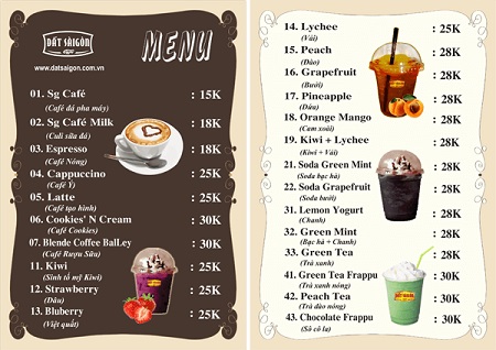 Các mẫu menu cafe đẹp nhất hiện nay