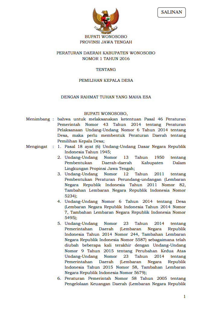 Contoh Peraturan Daerah Jawa Tengah Dan Wonosobo
