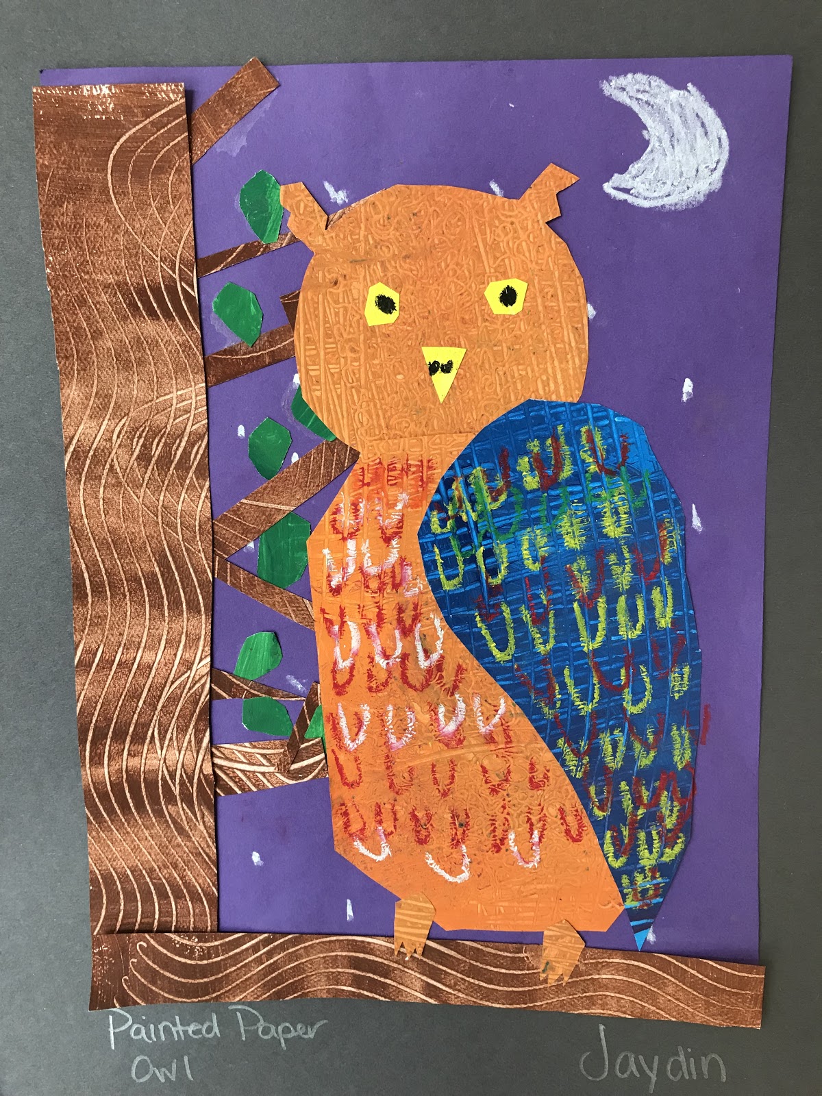 Elements of the Art Room: 2nd Grade Painted Paper Owls