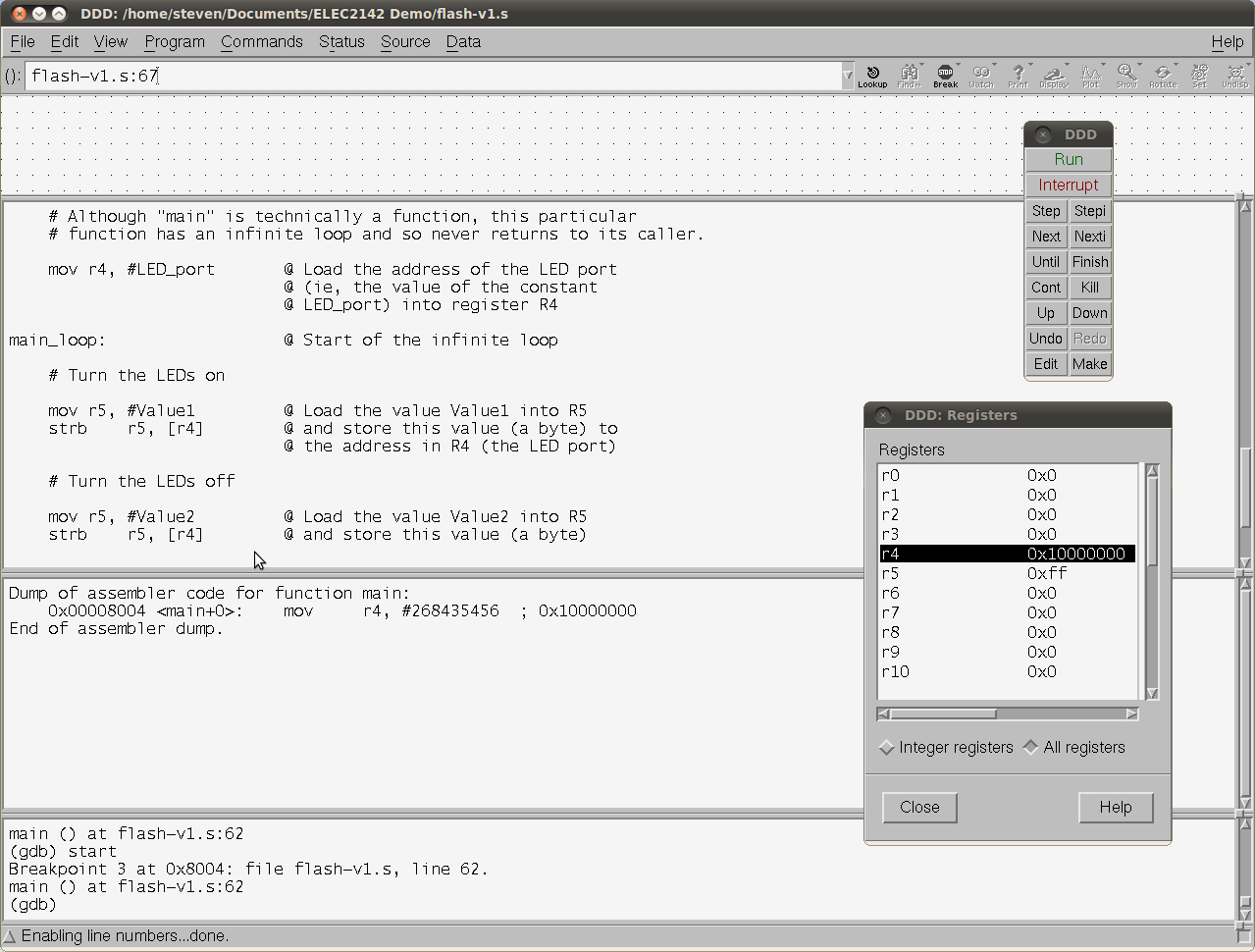Life of φ: Debugging ARM files with DDD (Simulation)