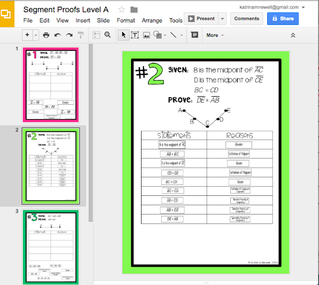 Google/INB Activity for Segment Proofs | Mrs. Newell's Math