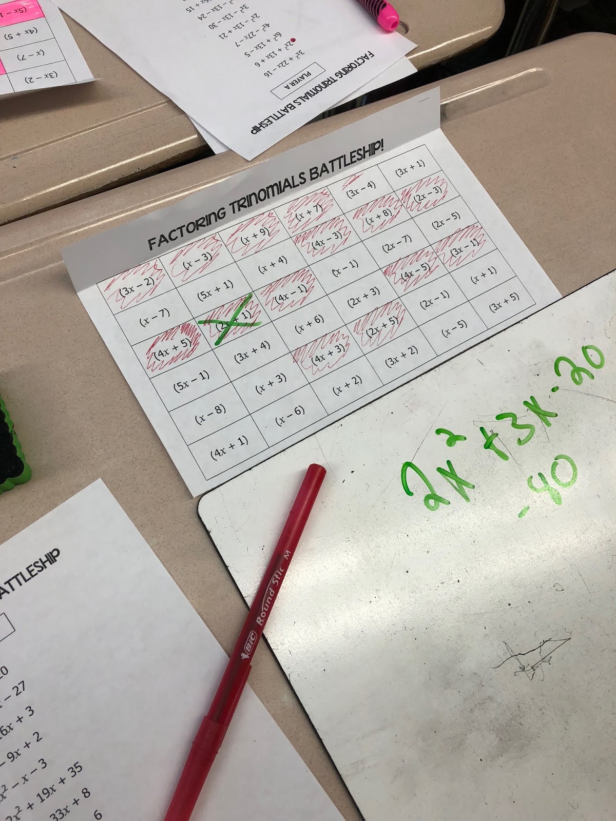 Arithmetalk: Factoring Trinomials Battleship