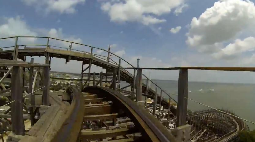 Boardwalk Bullet Wooden Roller Coaster in Kemah Texas!