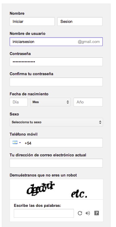 Crear un Gmail