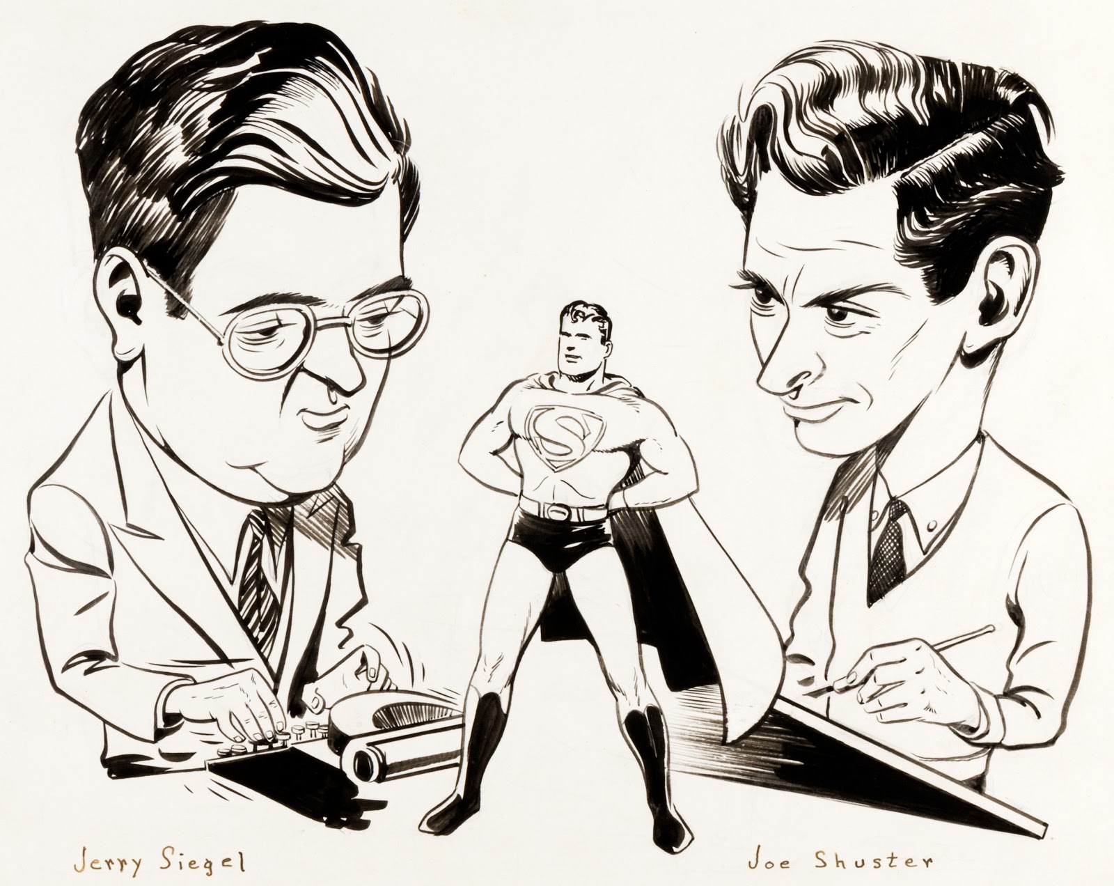 Superman creators cartoon by Jerry Shuster
