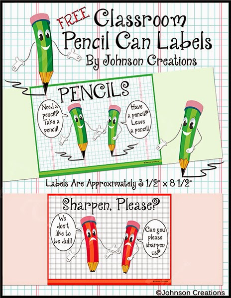 Johnson Creations: FREE Classroom Pencil Container Labels!