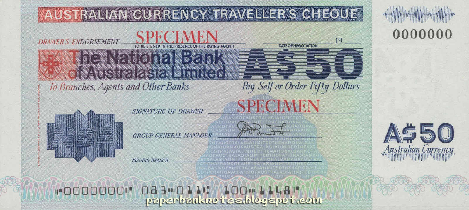 postal & numismatic: The National Bank of Australasia Ltd - nd1981 ...